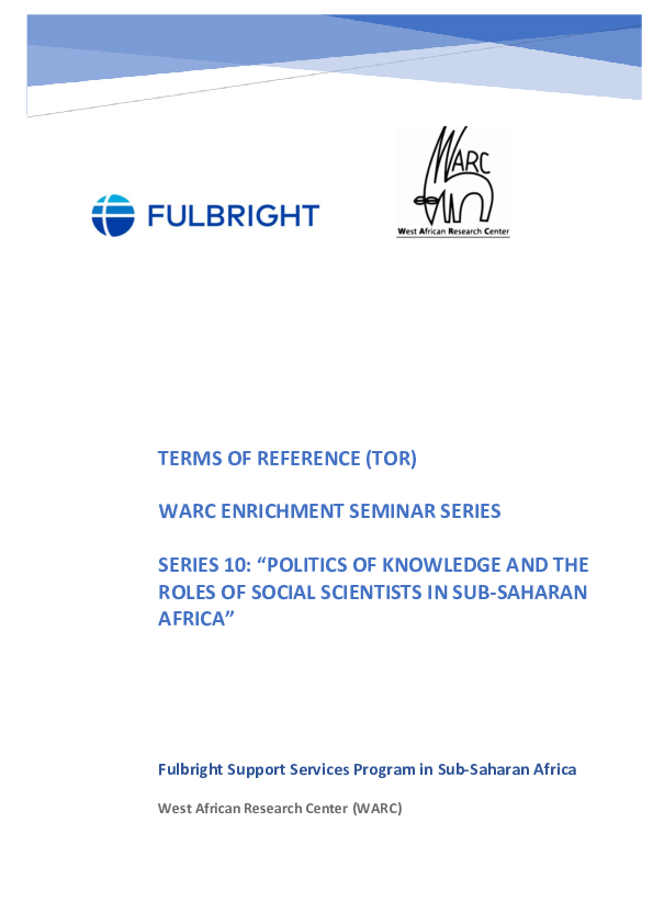 (PDF) Fulbright Seminar: Politics of Knowledge and the Roles of Social ...