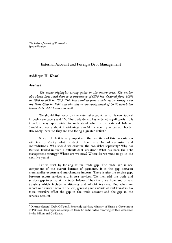 (PDF) External Account and Foreign Debt Management