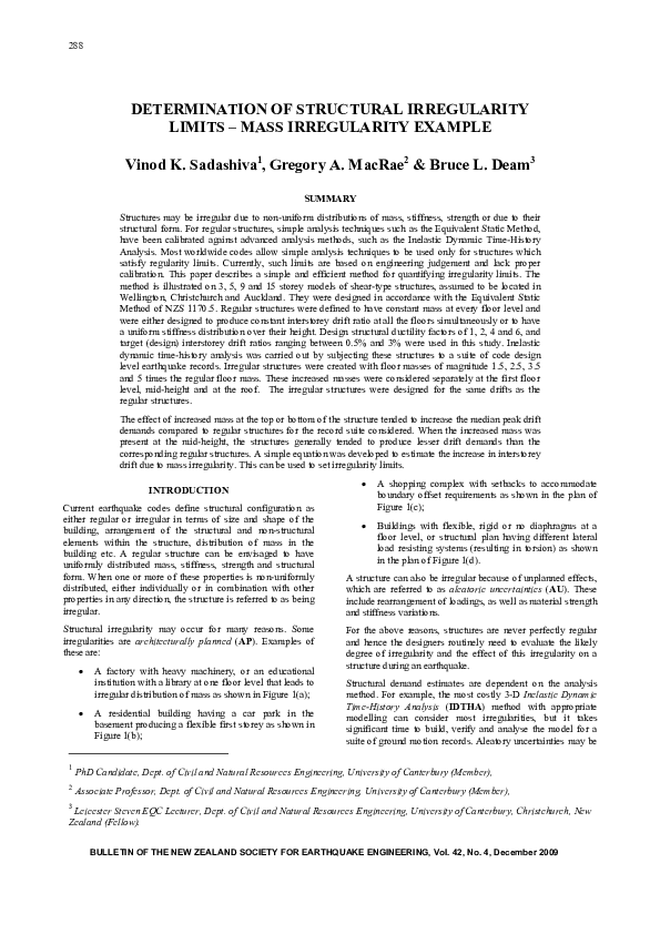 (PDF) Determination of structural irregularity limits