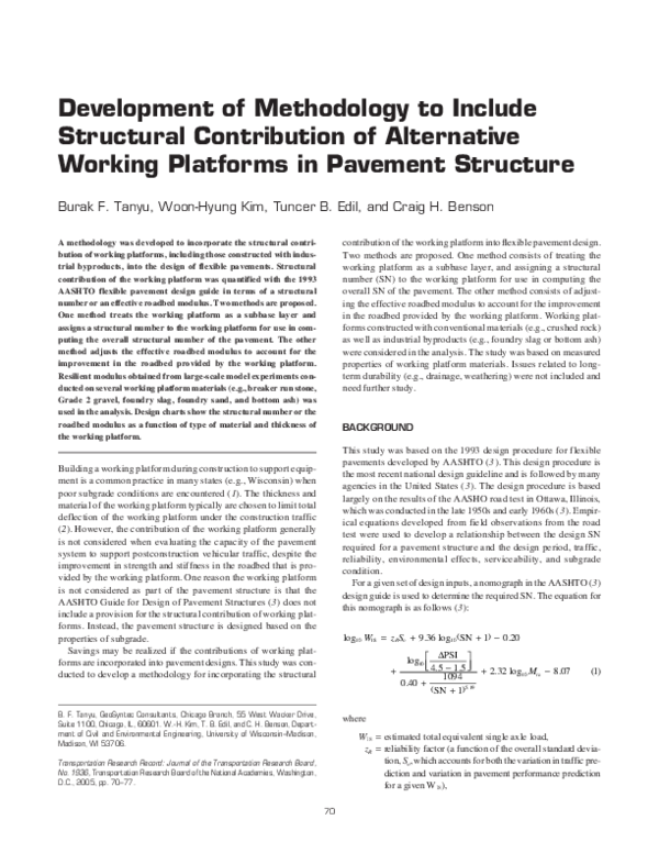 (PDF) Development of Methodology to Include Structural Contribution of Alternative Working ...