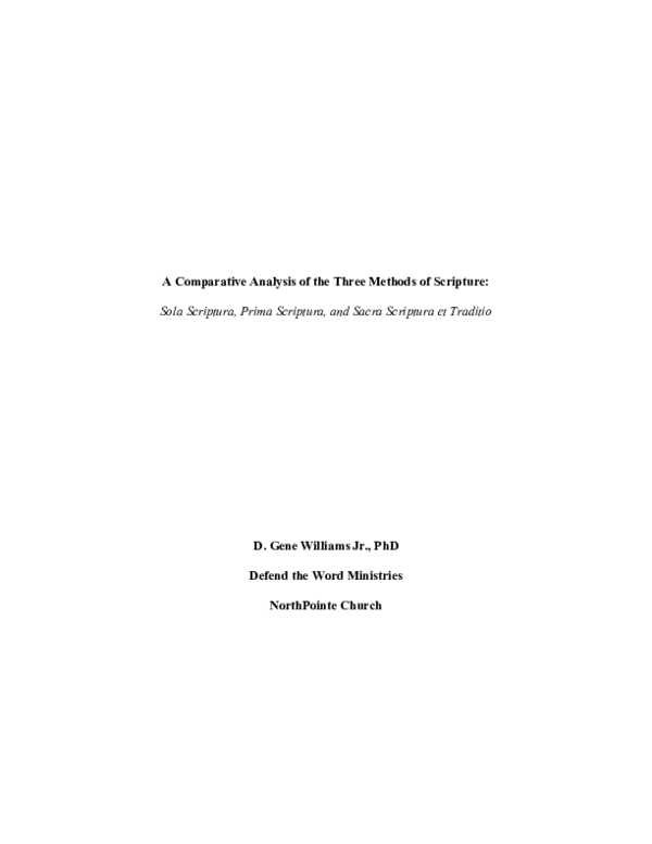 (PDF) Prima Scriptura: Sola Scriptura, Prima Scriptura, and Sacra ...