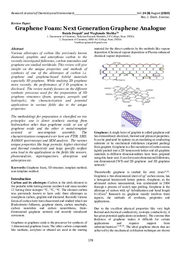 (PDF) Graphene Foam: Next Generation Graphene Analogue