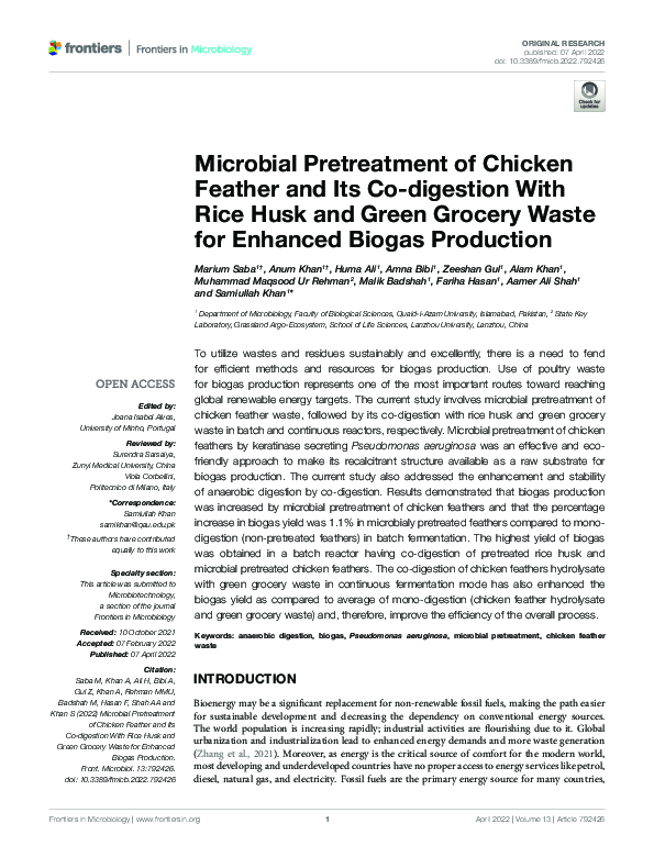 (PDF) Microbial Pretreatment of Chicken Feather and Its Co-digestion ...