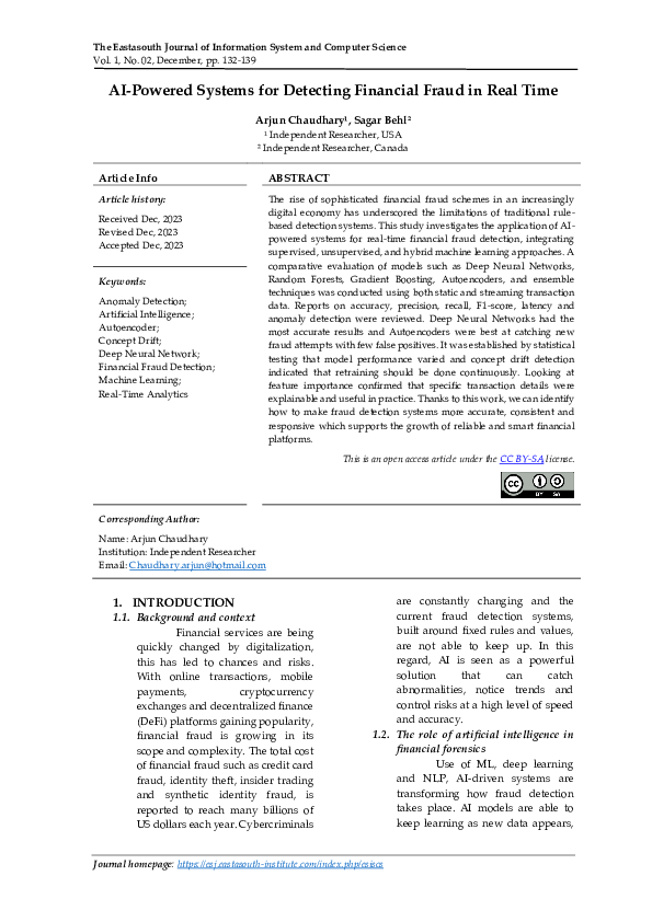 (PDF) AI-Powered Systems for Detecting Financial Fraud in Real Time