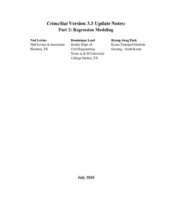(PDF) CrimeStat Version 3.3 Update Notes: Part 2: Regression Modeling