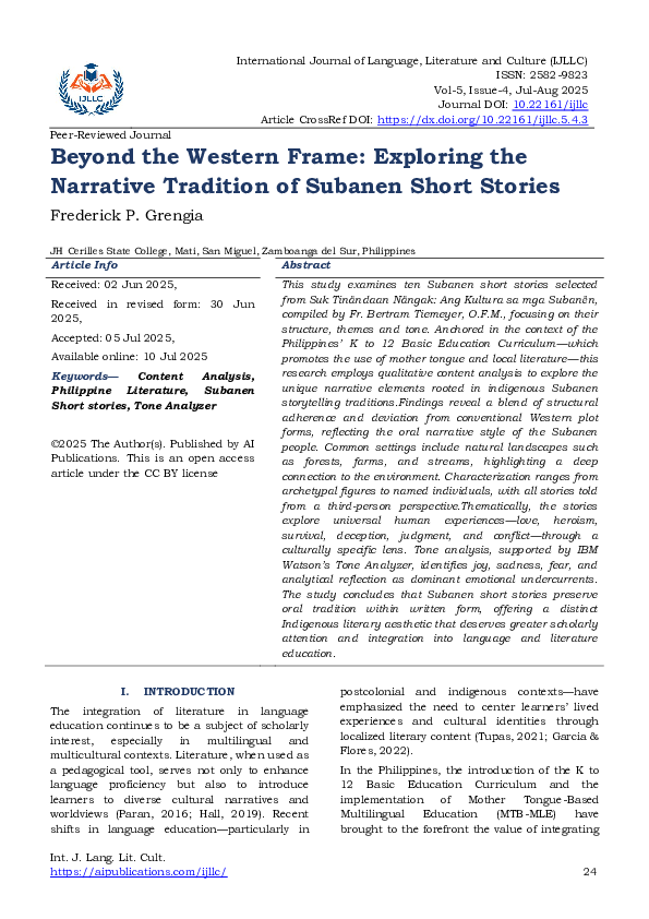 (PDF) Beyond the Western Frame: Exploring the Narrative Tradition of ...