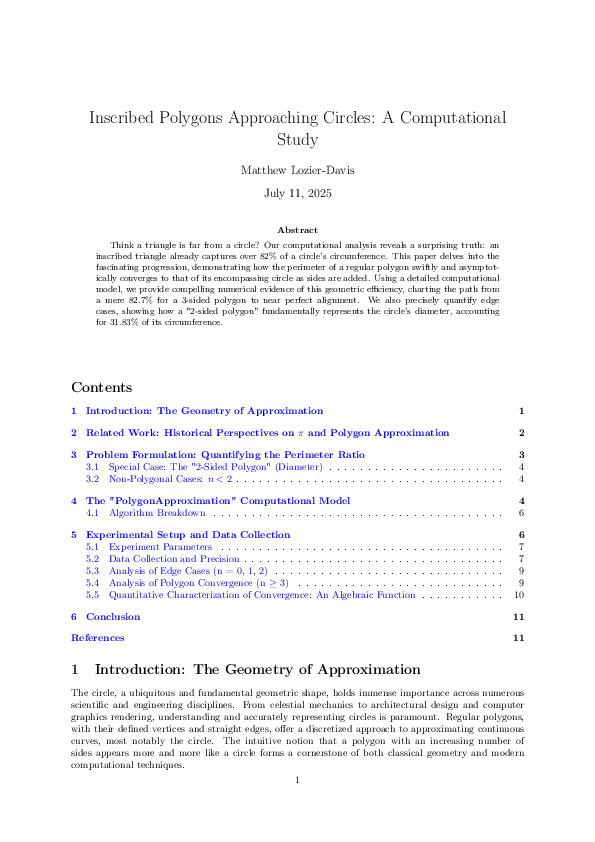 (PDF) Inscribed Polygons Approaching Circles: A Computational Study