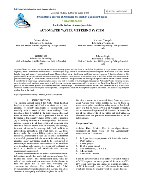 (PDF) Automated Water Metering System