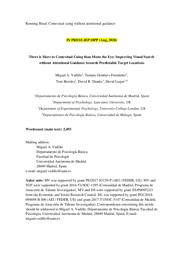 (PDF) There is more to contextual cuing than meets the eye: Improving visual search without ...