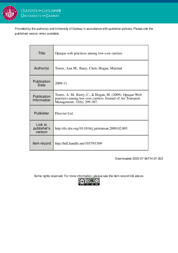(PDF) Opaque Web practices among low-cost carriers