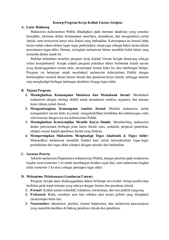(PDF) Konsep Program Kerja Kuliah Umum