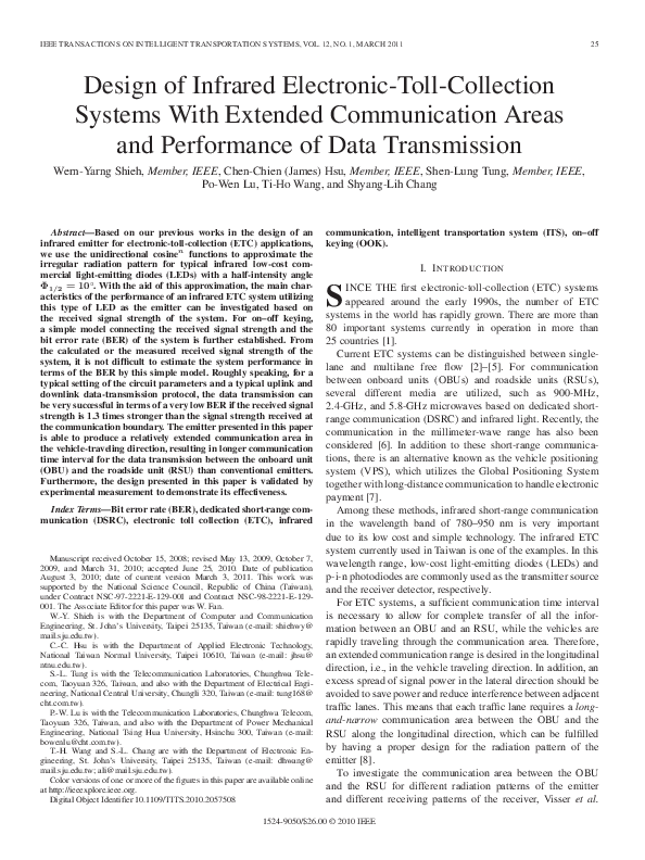 (PDF) Design of Infrared Electronic-Toll-Collection Systems With ...