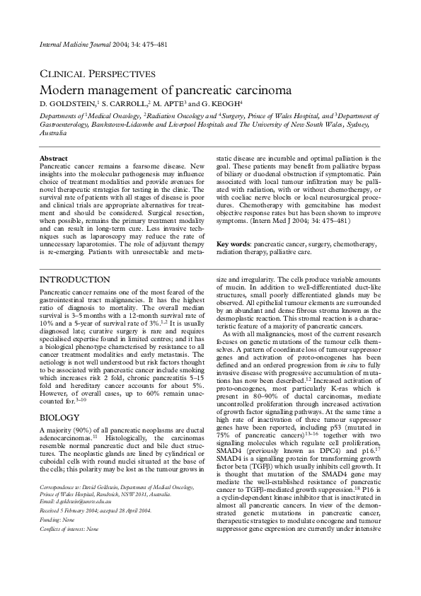 (PDF) Modern management of pancreatic carcinoma