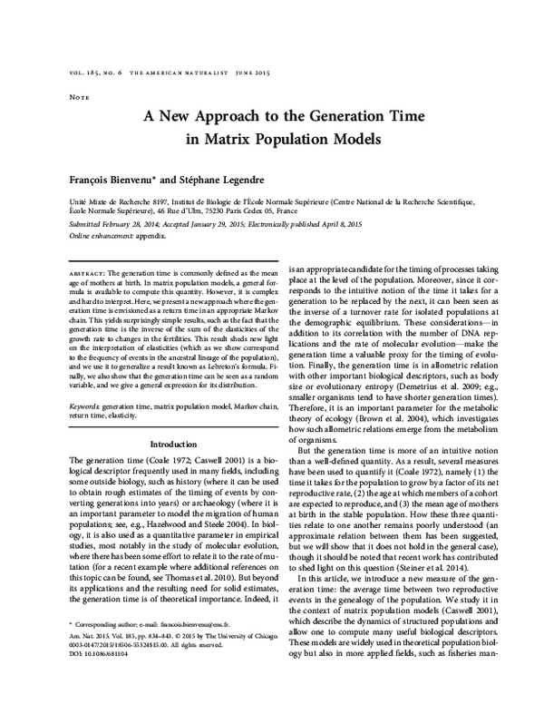 (PDF) A General Formula for the Generation Time