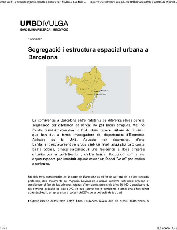 (PDF) Segregation and urban spatial structure in Barcelona