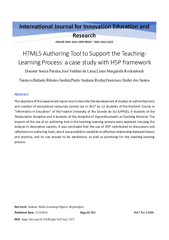 (PDF) HTML5 Authoring Tool to Support the Teaching-Learning Process