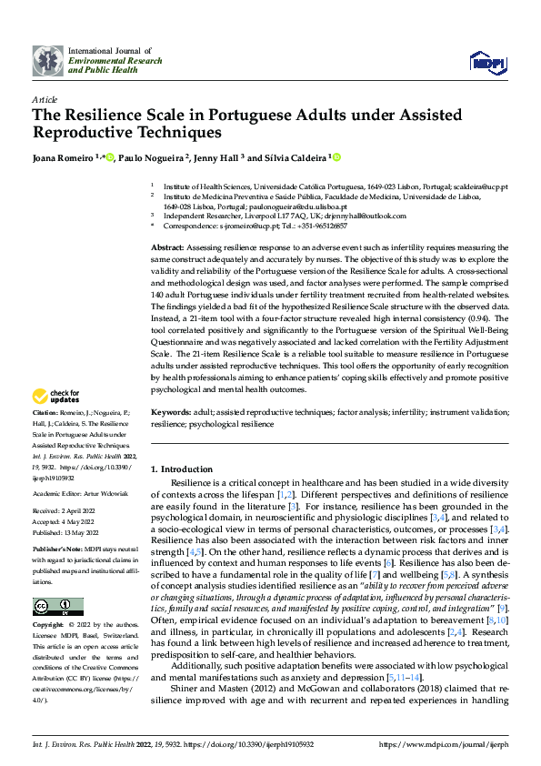 (PDF) The Resilience Scale in Portuguese Adults under Assisted ...