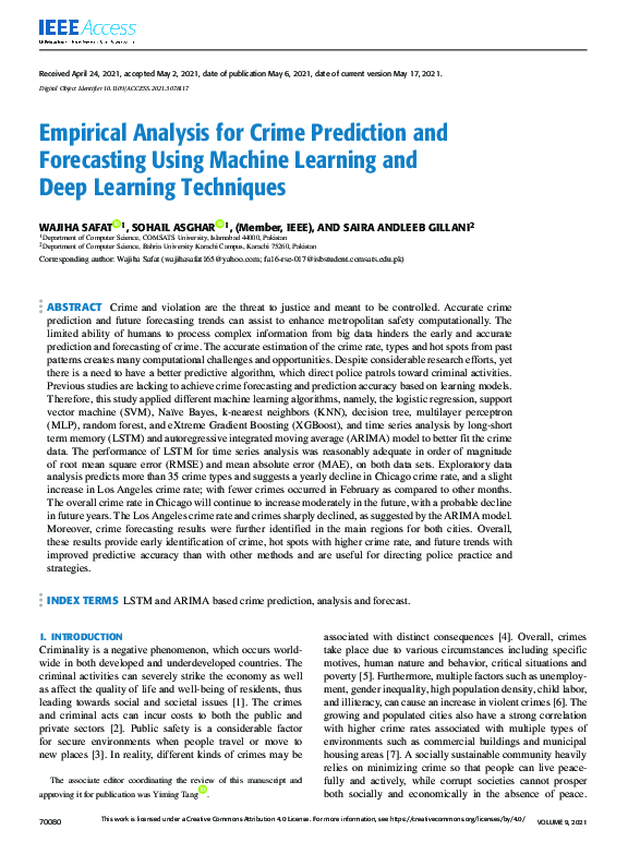 (PDF) Empirical Analysis for Crime Prediction and Forecasting Using ...