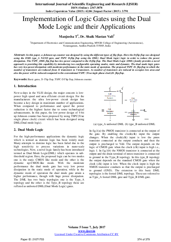 (PDF) Implementation of Logic Gates using the Dual Mode Logic and their ...