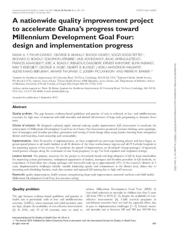 (PDF) A nationwide quality improvement project to accelerate Ghana's ...