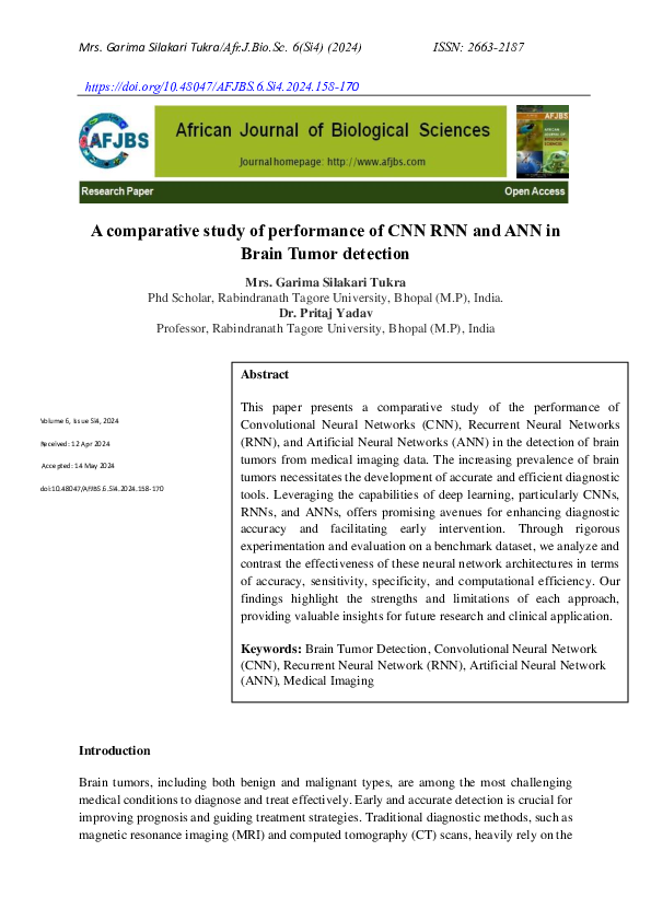 (PDF) A comparative study of performance of CNN RNN and ANN in Brain ...