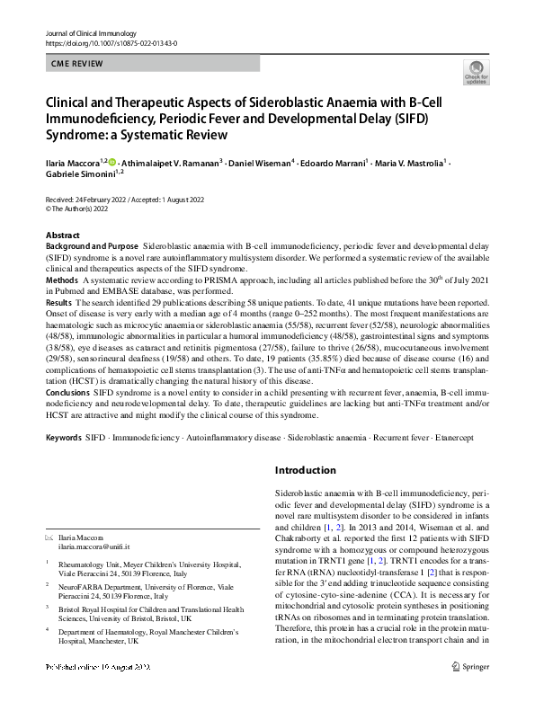 (PDF) Clinical and Therapeutic Aspects of Sideroblastic Anaemia with B ...