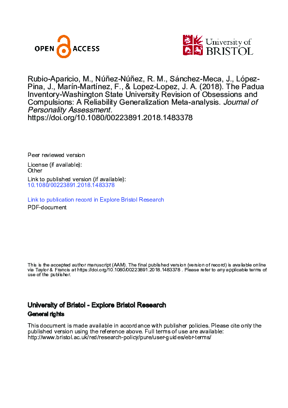 (PDF) The Padua Inventory–Washington State University Revision of ...
