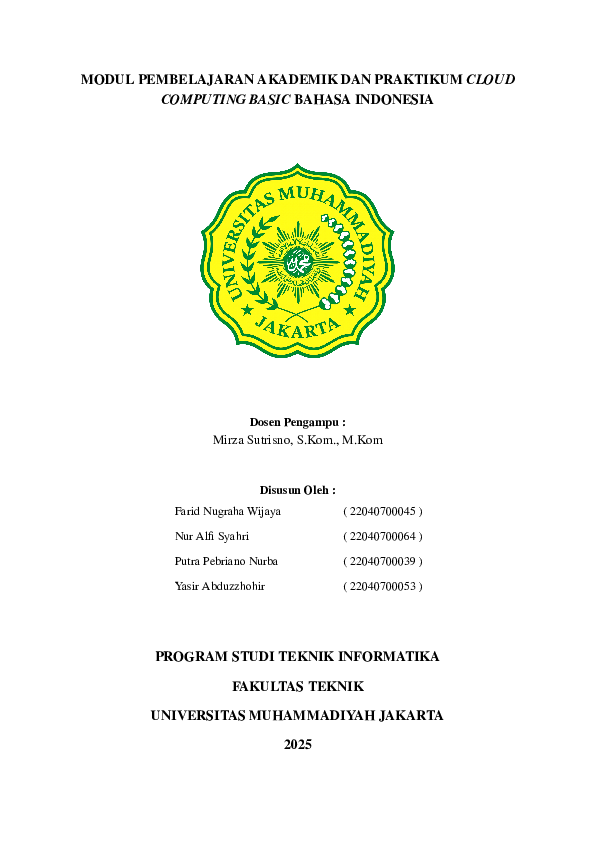 (PDF) MODUL PEMBELAJARAN AKADEMIK DAN PRAKTIKUM CLOUD COMPUTING BASIC