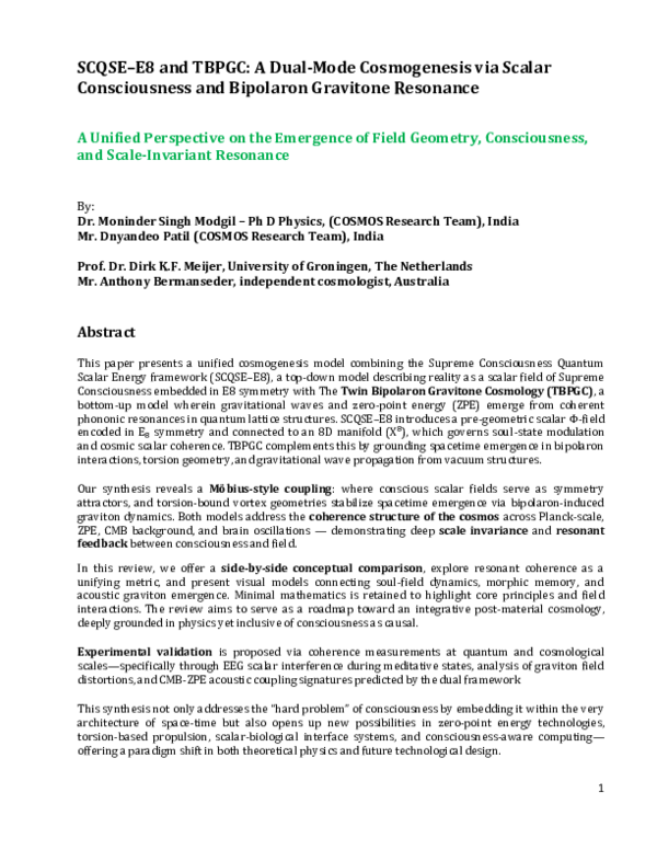 (PDF) SCQSE-E8 and TBPGC: A Dual-Mode Cosmogenesis via Scalar ...