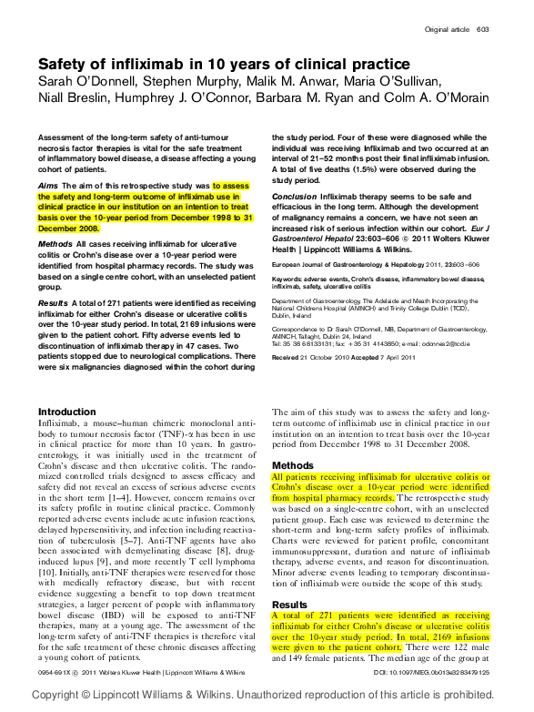 (PDF) Safety of infliximab in 10 years of clinical practice