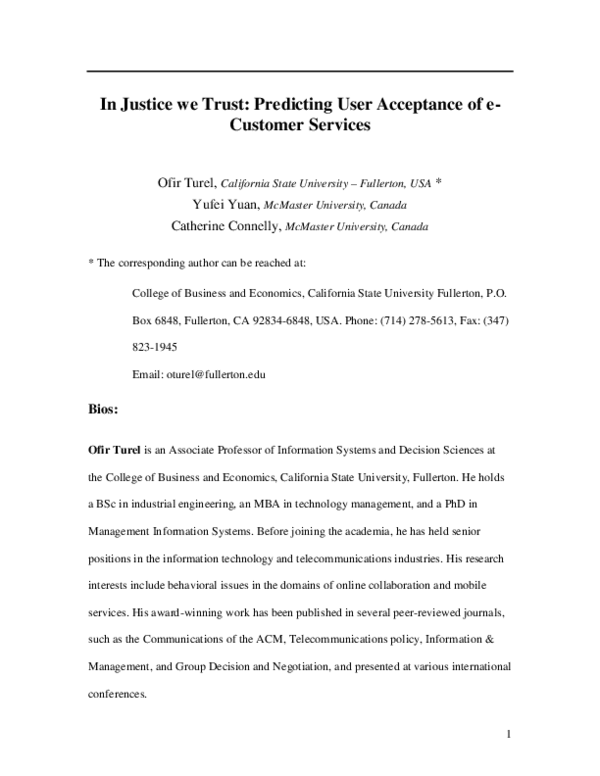 (PDF) In Justice We Trust: Predicting User Acceptance of E-Customer ...