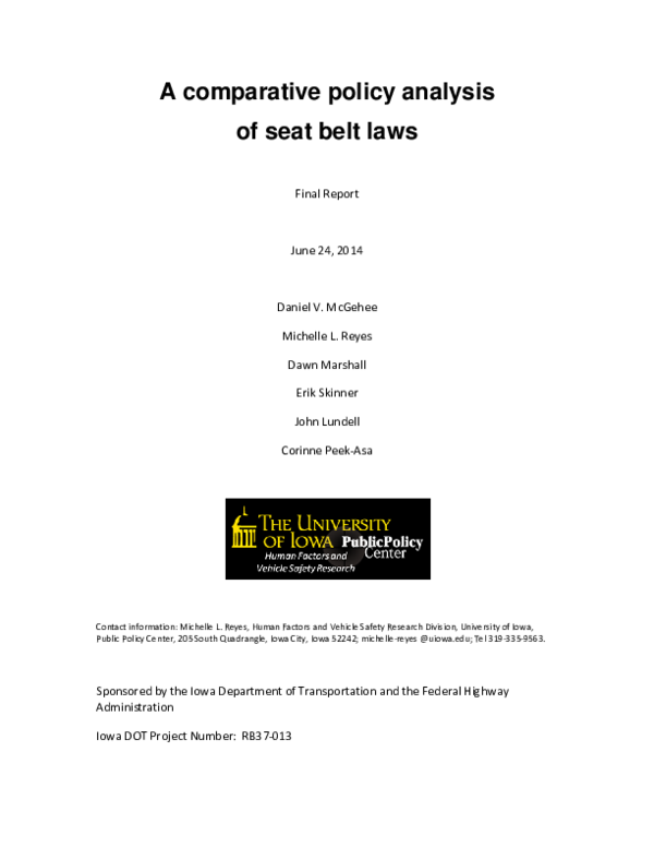 (PDF) A Comparative Policy Analysis of Seat Belt Laws