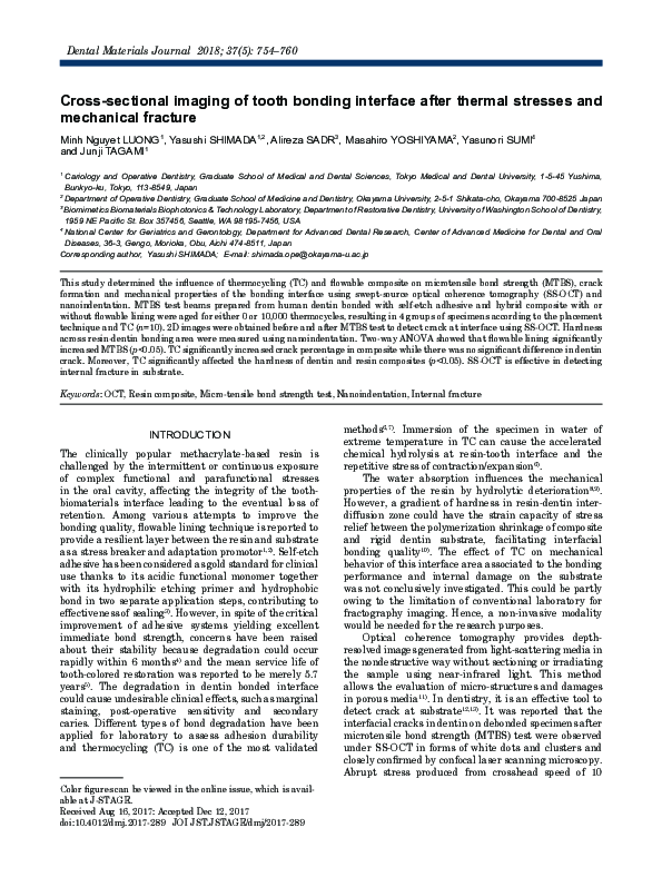 (PDF) Cross-sectional imaging of tooth bonding interface after thermal ...