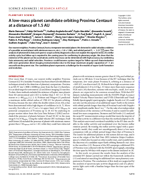 (PDF) A low-mass planet candidate orbiting Proxima Centauri at a ...