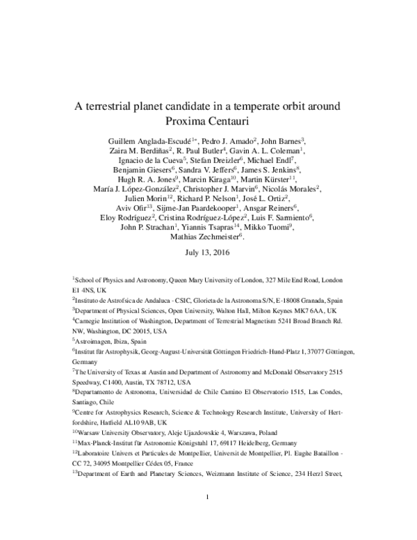 (PDF) A terrestrial planet candidate in a temperate orbit around ...