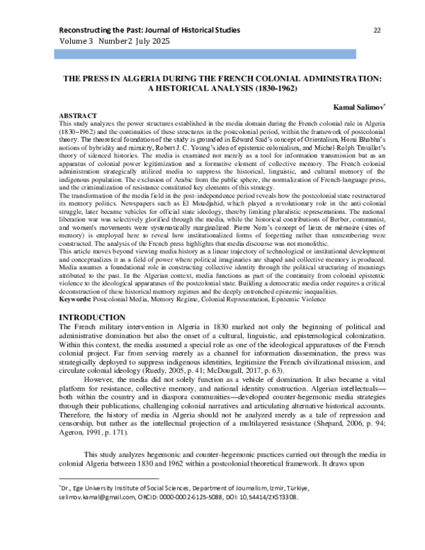 (PDF) Reconstructing the Past: Journal of Historical Studies