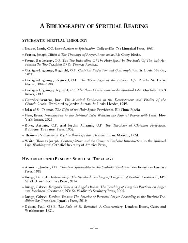 (PDF) Bibliography of Spiritual Reading
