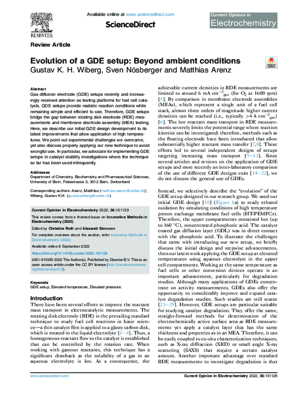 (PDF) Evolution of a GDE setup: Beyond ambient conditions