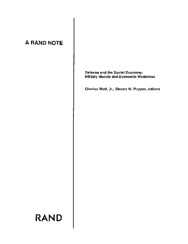 (PDF) Defense and the Soviet economy : military muscle and economic ...