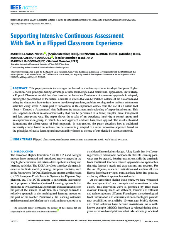 (PDF) Supporting Intensive Continuous Assessment With BeA in a Flipped ...