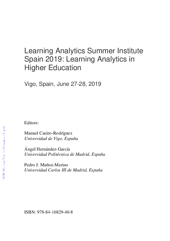 (PDF) Learning Analytics Summer Institute Spain 2019: learning analytics in higher education