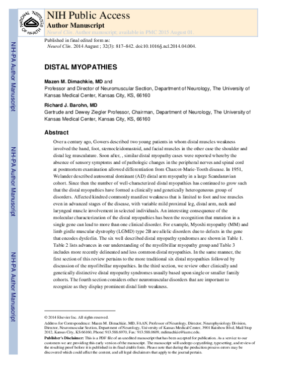 (PDF) Distal Myopathies