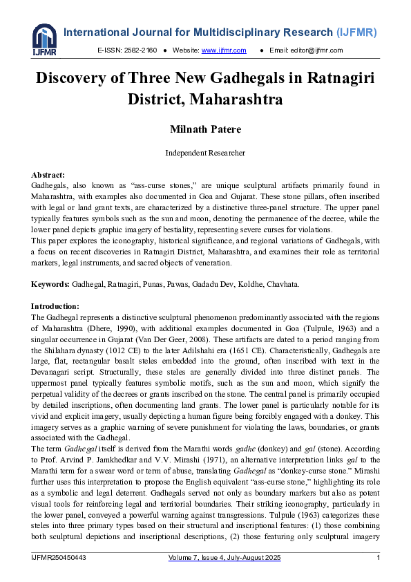 (PDF) Discovery of Three New Gadhegals in Ratnagiri District, Maharashtra