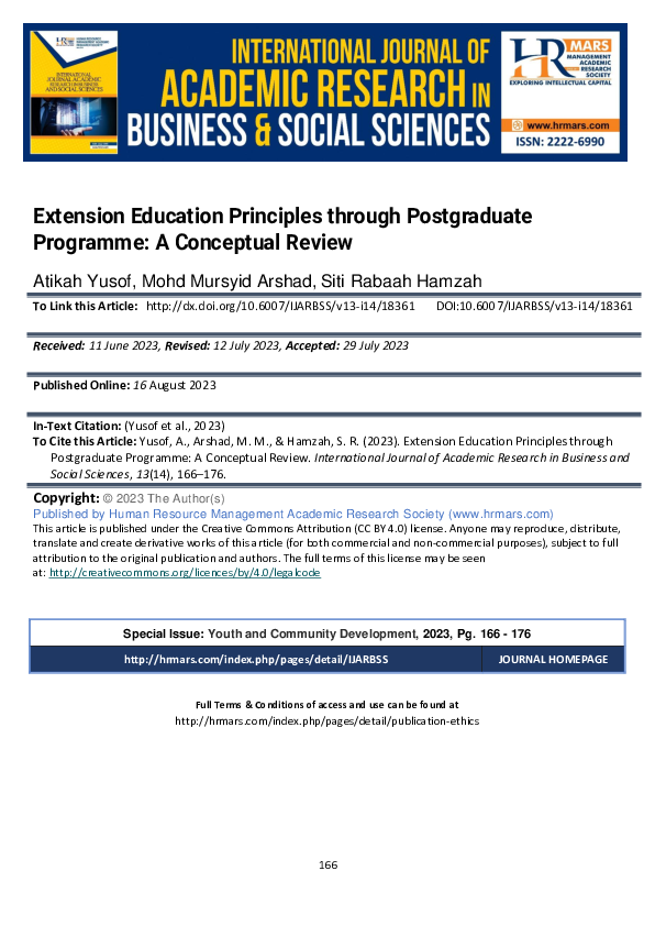 (PDF) Extension Education Principles through Postgraduate Programme: A ...