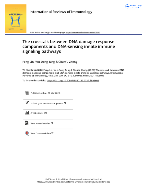 (PDF) The crosstalk between DNA damage response components and DNA ...