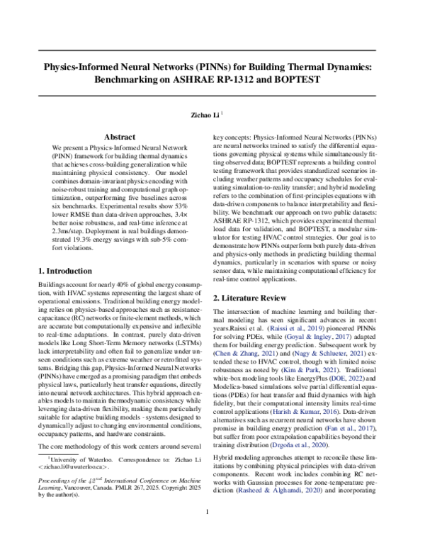 (PDF) Physics-Informed Neural Networks (PINNs) for Building Thermal Dynamics: Benchmarking on ...