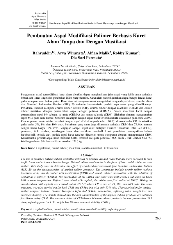 (PDF) Pembuatan Aspal Modifikasi Polimer Berbasis Karet Alam Tanpa dan ...