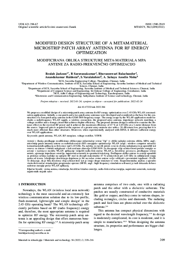 (PDF) Modified Design Structure of a Metamaterial Microstrip Patch Array Antenna for RF Energy ...
