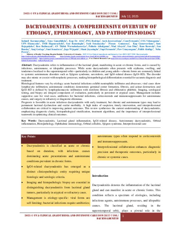 (PDF) Dacryoadenitis: A Comprehensive Overview of Etiology Epidemiology ...