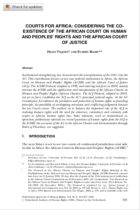 (PDF) Courts for Africa: Considering the Co-Existence of the African ...